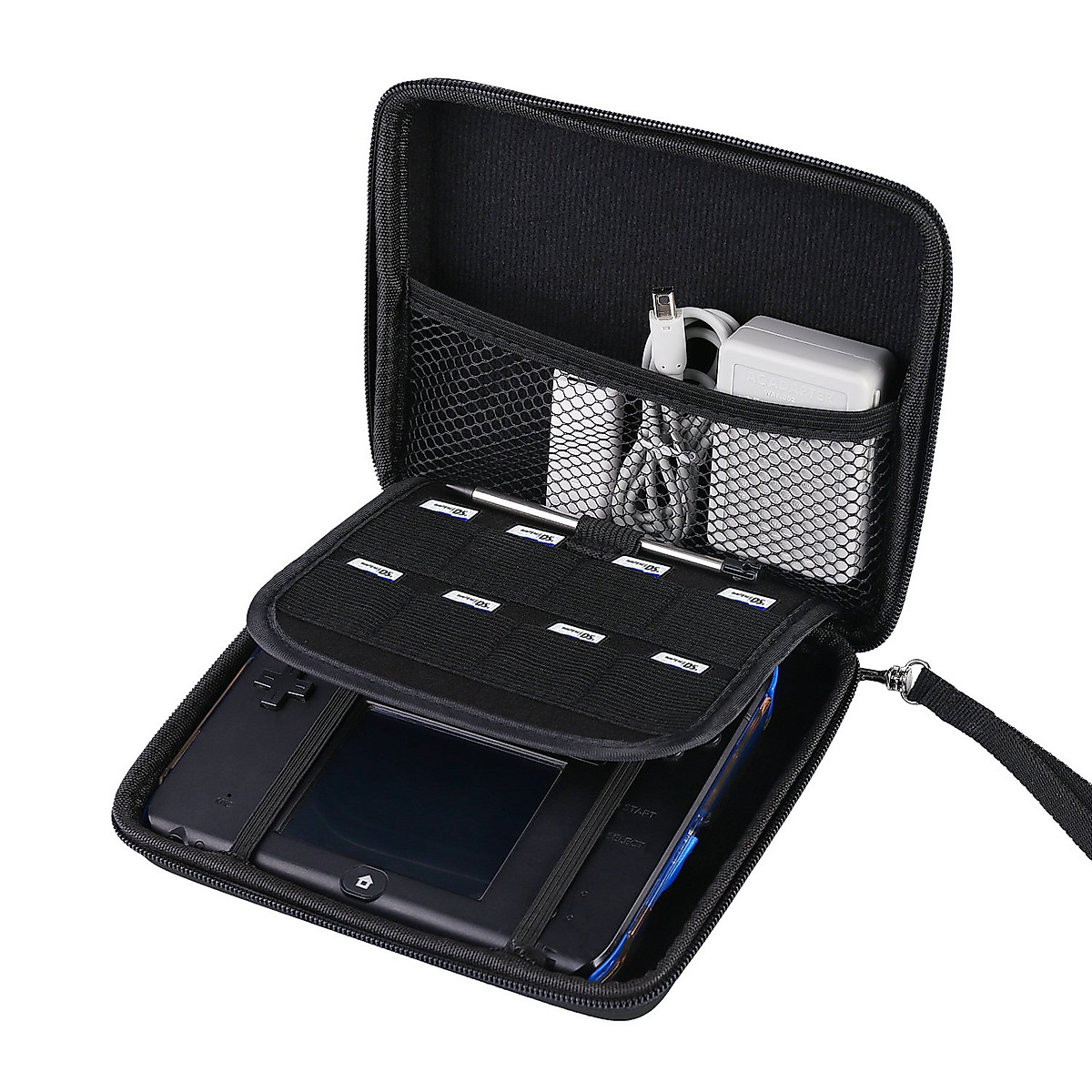 AKWOX Compatible/Replacement for Nintendo 2DS Waterproof Travel Carrying Protectove Case with 8 Game Holders