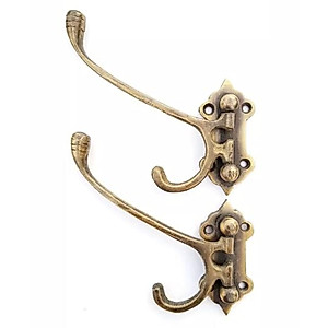 4 Old Style Solid Brass Double Wall Mount 180 Degree Swivel Coat Hat Towel Hooks #C24