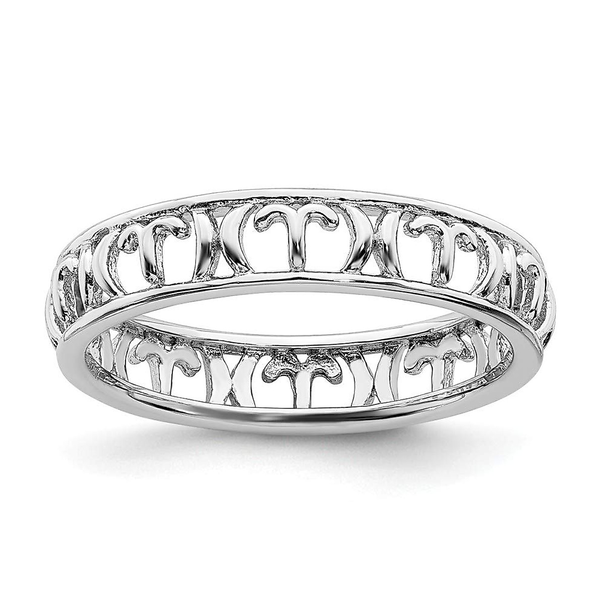 Solid 925 Sterling Silver Stackable Aries Zodiac Ring Eternity Band Size 10