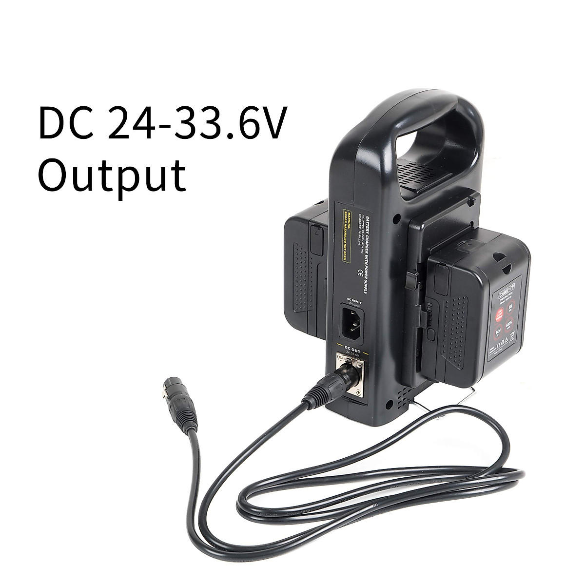 Came-TV Dual Channel V-Mount/V Lock Battery Charger and Voltage Converter with DC 24V Power Supply Output for LED Video Lights