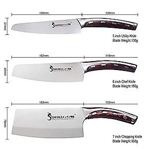 4cr14 Stainless Steel Kitchen Knife Set Resin Fibre Handle Cutlery Knife Seamless Welding Utility Chopping Chef Cooking Knife