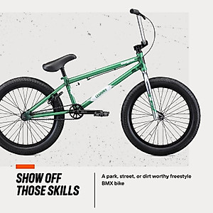 Mongoose Legion L60 Kids Freestyle BMX Bike, Intermediate Rider, Boys and Girls Bikes, 20-Inch Wheels, Hi-Ten Steel Frame, Micro Drive 25x9T BMX Gearing, Green