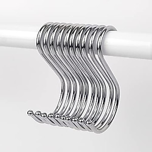 Sefuez 20 Pack S Shaped Hooks Stainless Steel Metal Hangers Hanging Hooks for Clothes,Plants,Kitchen,Workshop, Silver