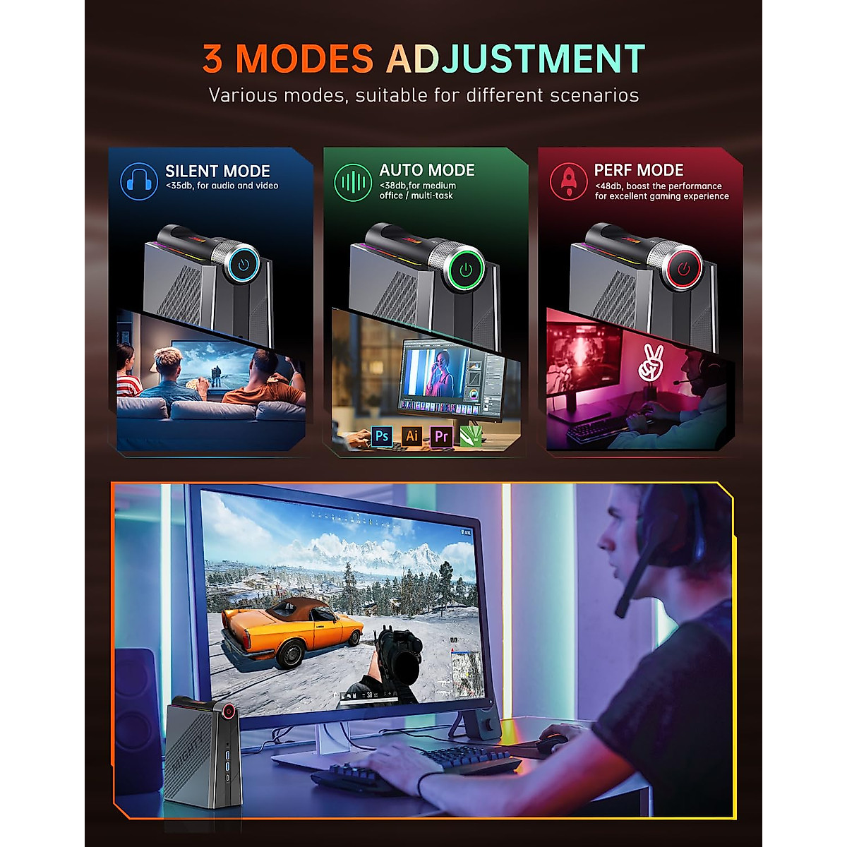 KAMRUI Mini PC,Intel Core i7-12650H Mini Desktop Computer,Mini Computer Tower PC,Dual Channel 32GB DDR4 512GB NVMe PCIe 3.0 X4 SSD,4K Triple Display,WiFi 6,BT 5.2 for Office Home Business