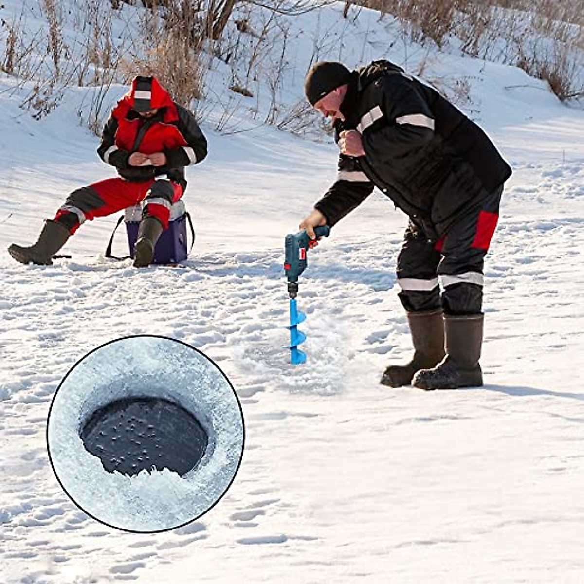 16" x 4" Upgraded Auger Drill Bit with Sharp Thickended Blades and Tungsten Steel Cemented Carbide - Ice Augers for Ice Fishing Intensive Blades for Planting for 3/8" Hex Drive Drill