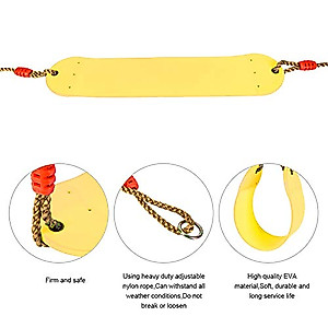 EVA Board Swing,EVA Soft Adjustable Board Swing Seat with Rope Children Fitness Hanging Swing Chair Toy for Playground Swing Backyard and Playroom(Yellow)