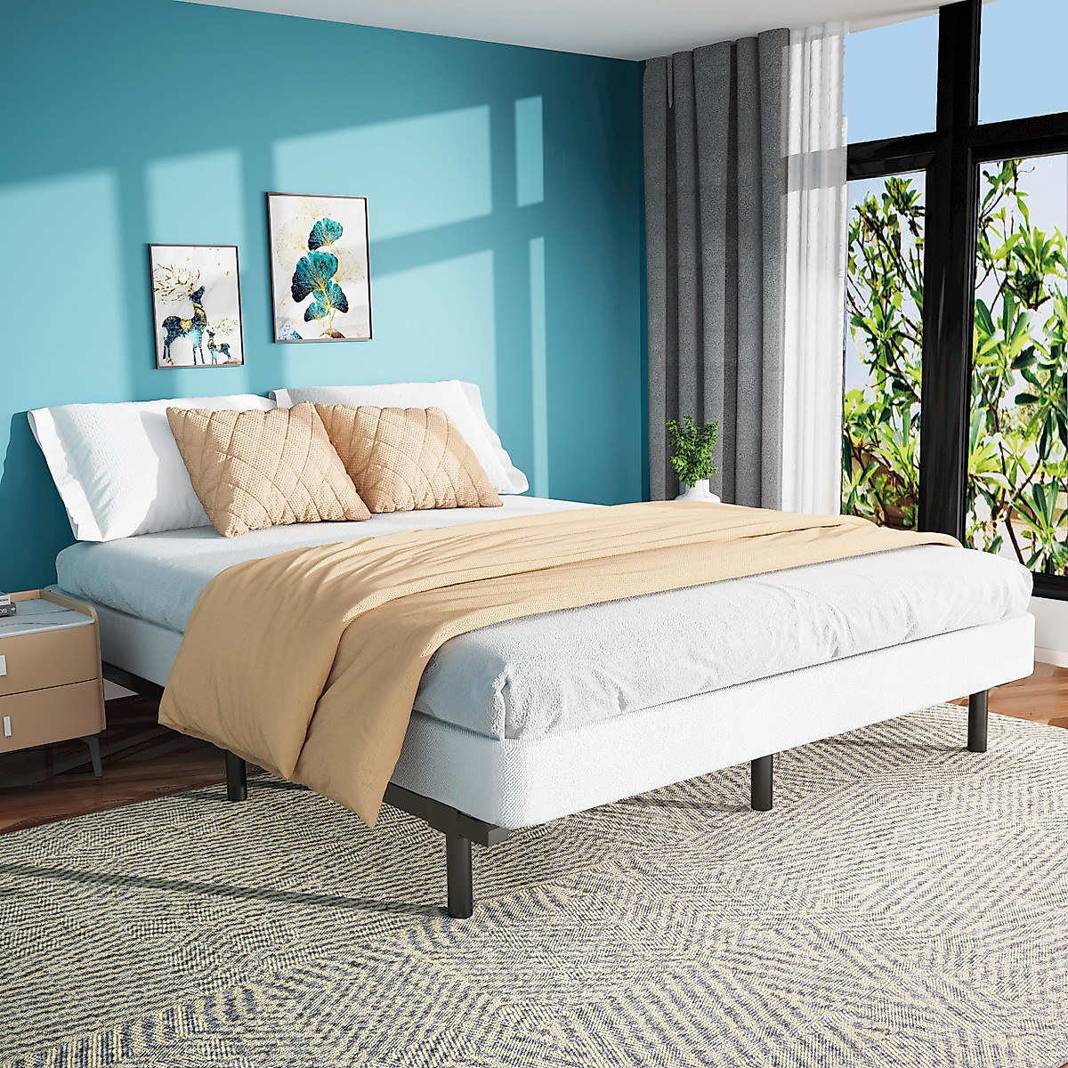 NOAH MEGATRON 7 Inch Box Spring Queen, Low Profile Metal Boxsprings/Mattress Foundation/Bunkie Board - 3000LBS Strong Steel Structure/Easy Assembly (Queen)