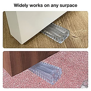 HOME MASTER HARDWARE 3.5in Clear Rubber Wedge Door Stopper Wall Protector Door Stop Wedge Non Marking No Sliding for Hotel, Home, or Office 8 Pack Light Blue