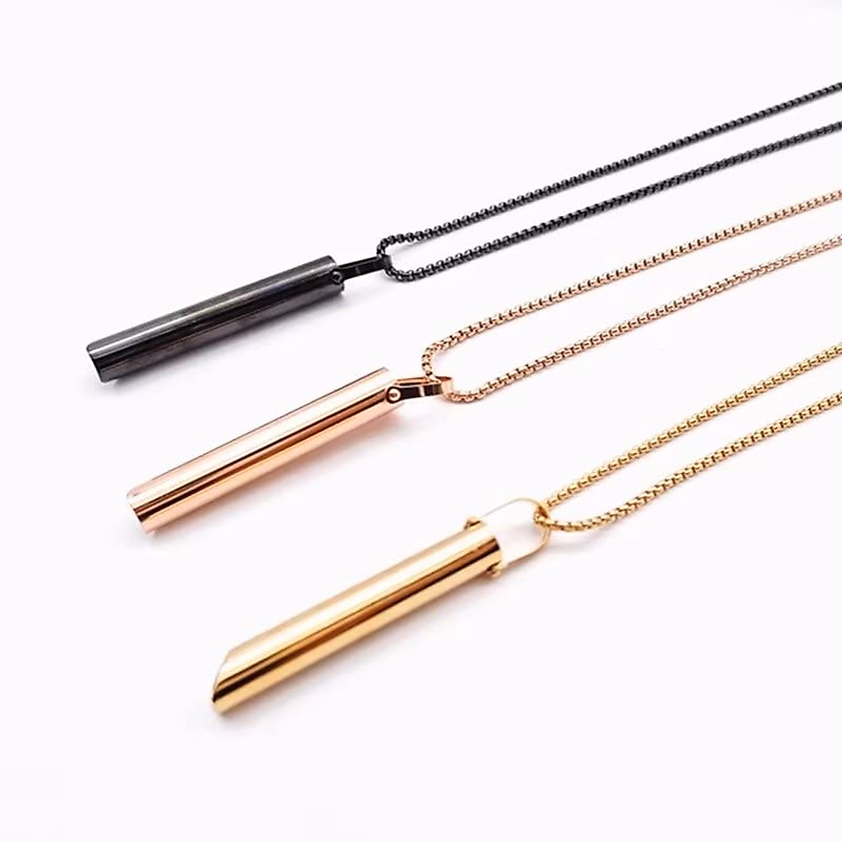 Blue Drop Stainless Steel Anxiety Necklace For Men Women, Mindful Breathing Necklace, Anxiety Relief Items, Anxiety Relief, Stress, Panic Attack Relief Meditation Tools - Rose Gold