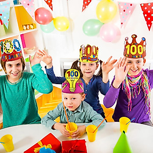 MISS FANTASY 36 Pieces 100 Days of School Crowns 100 Days of School Photo Booth Props 100th Day of School Hats for Kids 100 Days of School Celebration Party Decorations School Classroom