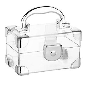 Hammont Treasure Chest Box Shaped Acrylic Candy Boxes - 8 Pack - 2.75"x1.65"x1.57" - Perfect for Weddings, Birthdays, Party Favors and Gifts | Designer Cute Clear Lucite Plastic Treat Containers