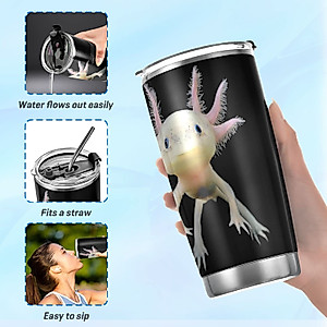 Yasala Tumbler Axolotl Insulated Coffee Cup Back to School Beverage Container Office Travel Mug with Straw and Lid Double Wall Stainless Steel 20oz