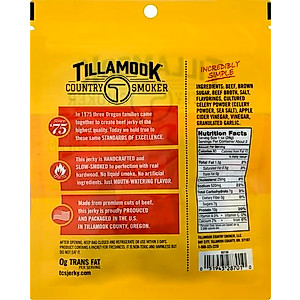 Tillamook Country Smoker Real Hardwood Smoked Beef Jerky, Old Fashioned, 2.5 Ounce