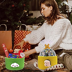 St. Patrick's Day Storage Basket,Lucky Green Decorative Basket Nursery Storage Basket 7.4"*4.7", 5.9"*3.9"(2 Pack)