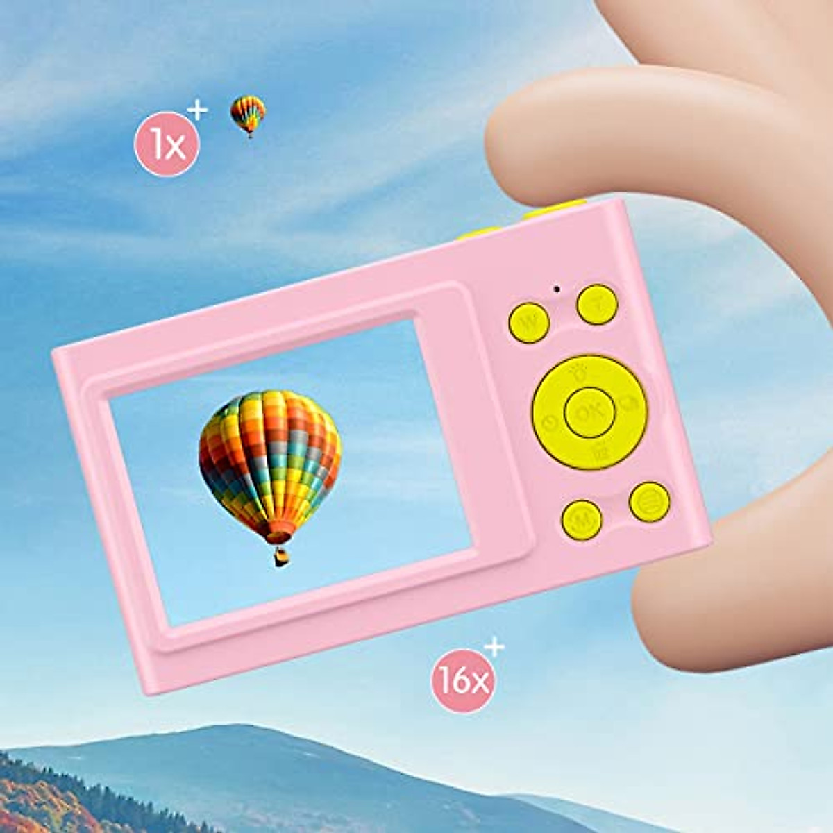 Kids Camera for Boys and Girls Digital Camera with Memory Card 16X Zoom Vlogging Camera 1080P Video Recorder with Multiple Unique Functions Great Birthday Electronic Toys for Children (Pink 16GB)