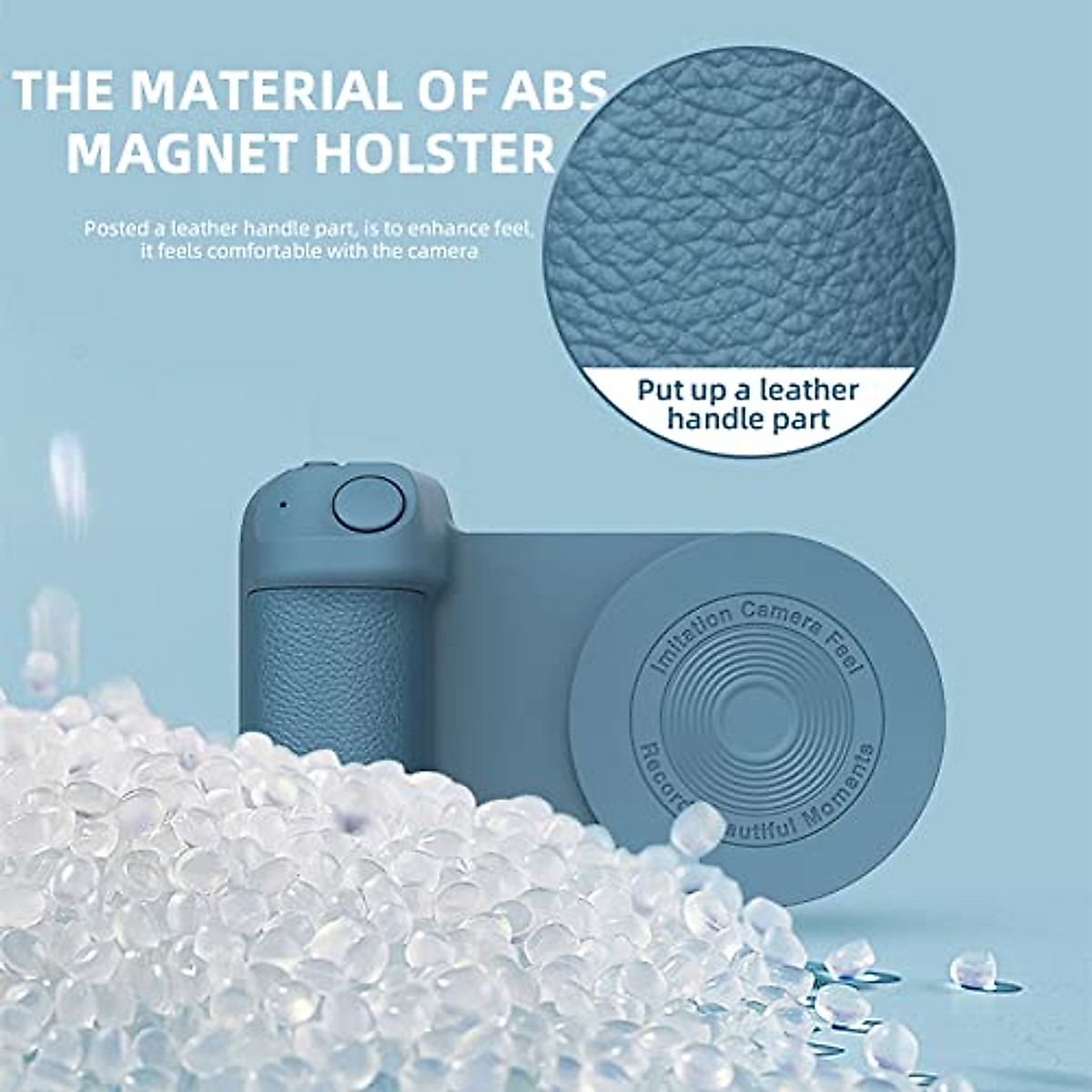 Magnetic Camera Handle Bluetooth Bracket，Smart Bluetooth Mobile Phone Anti-Shake Selfie Device, Magnetic Grip Photo Stand, Bluetooth Selfie Stick Grip Mount, for All Phone (Blue)