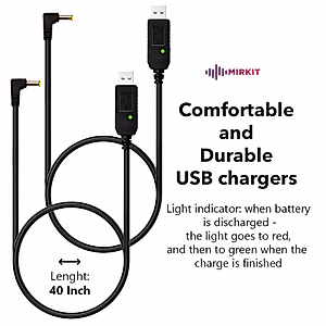 MIRKIT 2pc UV5R Battery BL-5 3800mAh & 2pc 2.5 mm USB Charger Cables with Lanyards Mirkit for Two Way Radio Compatible with Baofeng UV-5R BF-F8HP UV-5RX3 UV-5RTP UV-5X3