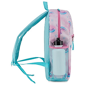 Cudlie Kindergarten Backpack w/Water Bottle & Stickers - Lightweight Girls Backpack for School/Travel - Kids Back Pack/Book Bag - Rainbow/Pink