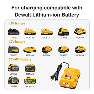 20v Max Battery Replacement for Dewalt 20V 6.0Ah Battery 2Pack with DCB112 Battery Charger Station for DCB201 DCB204 DCB205 DCB206 DCB120