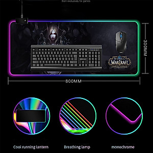 Sylvanas RGB Soft Gaming Mouse Pad Large Oversized Glowing Led Extended Mousepad Non-Slip Rubber Base Computer Keyboard Pad Mat 31.5X 11.8in