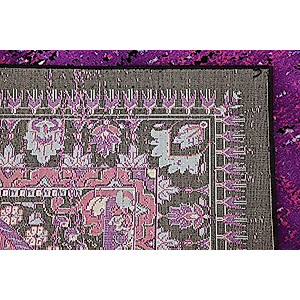 Unique Loom Imperial Collection Paisley, Distressed, Border, Vintage, Modern, Abstract Area Rug, 8 ft x 11 ft 6 in, Lilac/Black