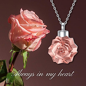 ONEFINITY Rose Flower Urn Necklaces for Ashes Sterling Silver Origami Rose Flower Cremation Jewelry for Ashes Memory Jewelry for Women Men