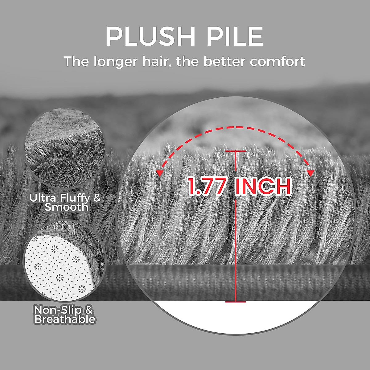 Ultra Soft Rug for Living Room, 5X8 Ft Grey Fluffy Shag Area Rug for Bedroom, Modern Shaggy Carpets Fuzzy Rug for Teens Dorm Nursery Home Decor Aesthetic, Upgrade Anti-Skid Durable