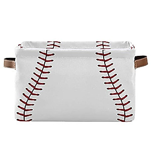 AUUXVA Sports Baseball Print Storage Basket Bins,Cool Baseball Decorative Baskets Storage Box Collapsible Storage Cubes Organizer with Handles for Nursery Shelf Closet Office Home Bedroom, 1 Pack