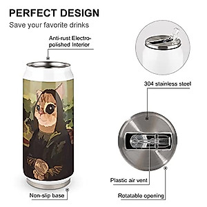 Desheze Water Bottle With Lids Straw Cat Oil Painting Insulated Stainless Steel Reusable Tumbler For Boys Girls 17oz