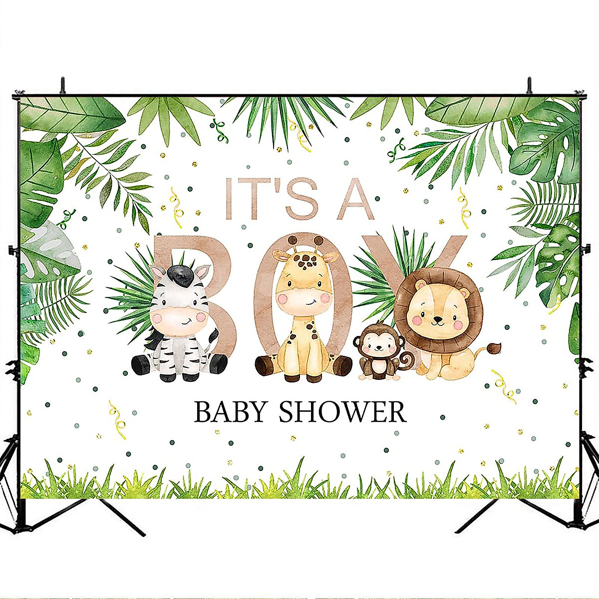 Avezano It's a Boy Baby Shower Backdrop Safari Boy Baby Shower Background Jungle Animals Baby Shower Backdrops Decorations for Boys (7x5)