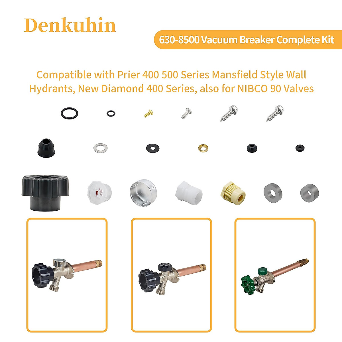 Denkuhin 630-8500 Wall Hydrant Complete Service Kit Compatible with Faucet Repair Kit 500 400 Series, Replacement for Vacuum Breaker Repair Kit