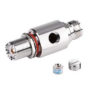 RFiotasy UHF Coaxial Lightning Arrestor PL-259 Lightning Surge Protector PL259 Socket (UHF Female) to SO239 Socket (UHF Female) Bulkhead for CB Radio, HAM Radio Gear, 2-Way Base Stations RFiotasy