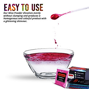 MIDDLECOAST Mica Powder for Epoxy Resin (8.8oz/250g) 25 Colors with Spoon, (0.35oz/10g Each) Pigment Powder for Soap Making, Bath Bombs, Makeup, Slime Powder, Candle Dye and Lip Gloss Pigment