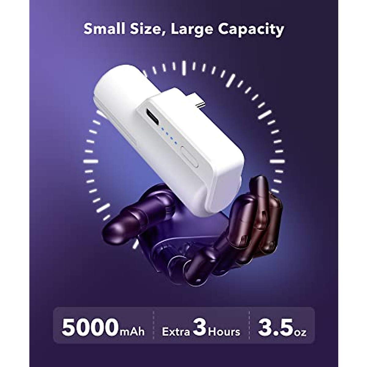 5000mah Battery Pack fit for Meta Oculus Quest 2 & Elite Head Strap, Lightweight Portable VR Power Charger Battery Extender Rechargeable Meta Accessories for 3 Hours Extended Playtime