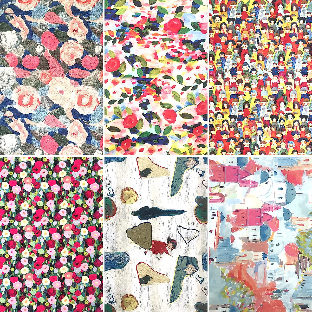 Misscrafts 100% Cotton Quilting Fabric Bundles Craft Fabric Squares Fat Quarters Multicolored for Patchwork DIY Sewing Scrapbooking (6pc 18x22” Watercolour)