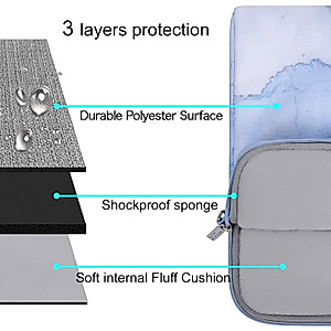 MOSISO Laptop Shoulder Bag Compatible with MacBook Air 15 inch M2 A2941 2023/Pro 16 inch 2023-2019/Pro Retina 15 A1398,15-15.6 inch Notebook, Watercolor Marble Sleeve with Trolley Belt, Blue