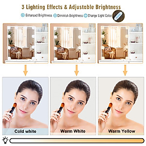 White Makeup Vanity with Lighted Mirror, Vanity Table with Storage Drawer, Dressing Table with Cushioned Stool and for Bedroom, Makeup Room (Modern Vanity 005)