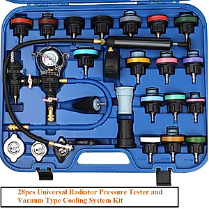 Lucky Seven 28 Pcs Universal Radiator Pressure Tester, Vacuum Type Cooling System Tool Kit w/Carrying Case,Pressure Tester Kit,Cooling System Pressure Tester Kit