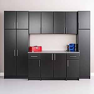 Prepac Elite Functional Tall Shop Cabinet with Adjustable Shelves, Simplistic Freestanding 2-Door Garage Cabinet 16" D x 32" W x 65" H, Black, BES-3264