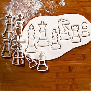Set of 6 Chess Pieces Cookie Cutters (King, Queen, Rook, Bishop, Knight, and Pawn) - Bakerlogy