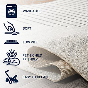 JONATHAN Y WSH311A-4 Kallax Geometric Modern Low-Pile Machine-Washable Area Rug, Contemporary, Modern, Geometric for Bedroom, Kitchen, Living Room, Easy-Cleaning, Cream/Terra, 4 ft. x 6 ft.