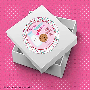 Milk and Cookies Valentine Party Favor Sticker Labels, 40 2" Party Circle Stickers by AmandaCreation, Great for Classroom Valentines, Envelope Seals, Gifts & Treats