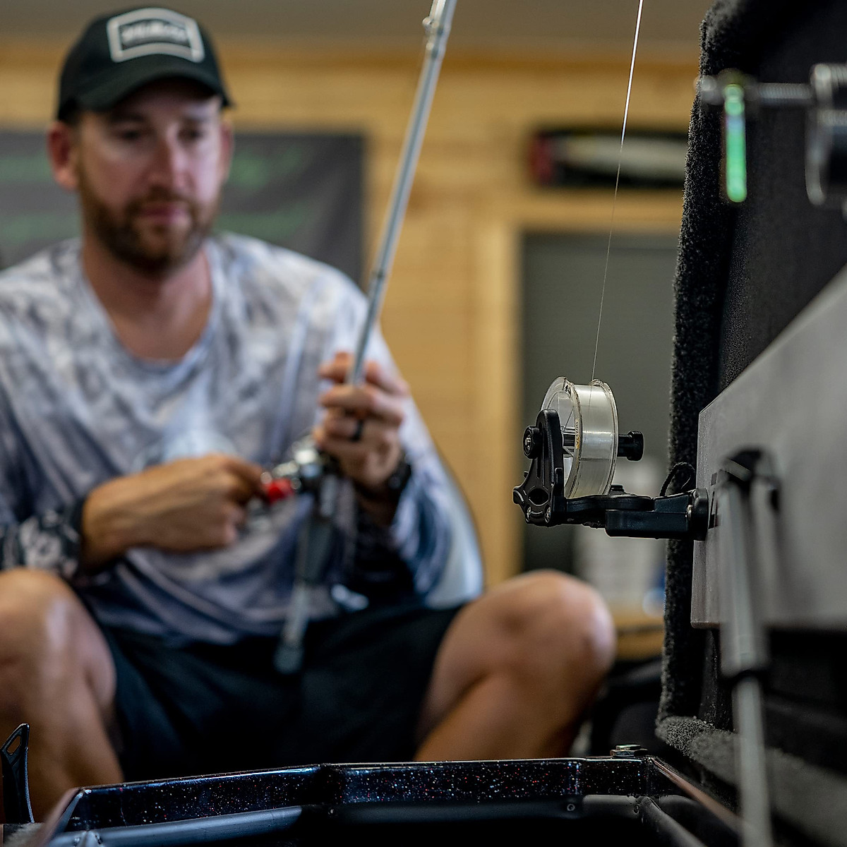 RAILBLAZA Fishing Line Spooling Station for Boats or Kayaks, Adjustable with Pivoting Base for StarPorts, Tracks, or Fixed Mounts