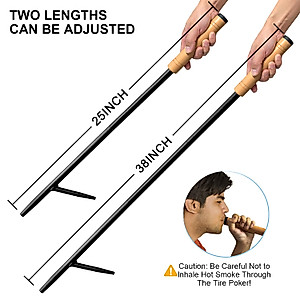 Marvoware 38 Inch Fire Poker Extra Long Fire Pit Stoker Poker with Blow Poke Function, Campfire Poker Suitable for Solo Firepit, Fireplace Tools and Accessories for Indoor Outdoor Camping