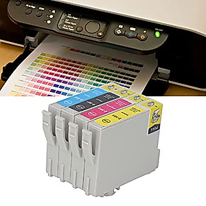 Hilitand 4PCS Ink Cartridge Smoothly Ink Output Large Capacity 4 Colors BK C M Y Cartridge Combo Pack for Printer Accessories (T0561/T0562/T0563/T0564)