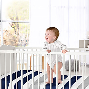 Fitted Crib Sheet for Navy and Gray Stripe Baby/Toddler Bedding - Stripe Print