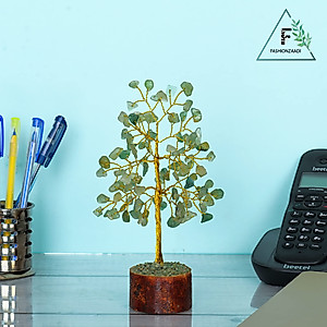 FASHIONZAADI Tree of Life Decor - Green Jade Crystal - Crystal Trees - Crystal Tree of Life - Bonsai Money Tree - Spiritual Gift - Easter Tree - Green Crystals - Chakras Stones - Home Decor