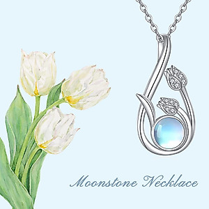 Moonstone Necklace for Women 925 Sterling Silver Tulip Jewelry Gifts for Women Mom Mother Grandma