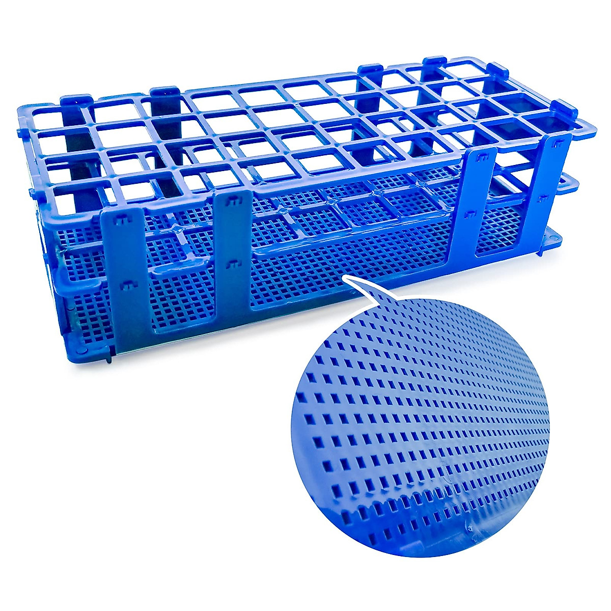 krngcwc 3 Packs Plastic Test Tube Rack, 40 Holes Lab Test Tube Rack Holder for 20mm Test Tubes, Blue, Detachable (40holes)