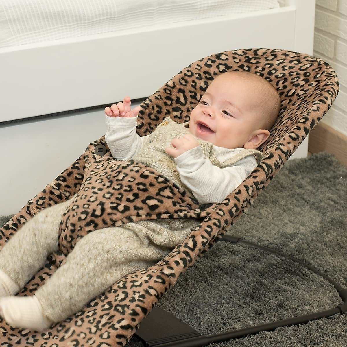 JYOKO Kids Cover - Liner Compatible with Baby Bouncer Babybjorn Soft, Balance, Bliss and Mini (Cotton, White Star)